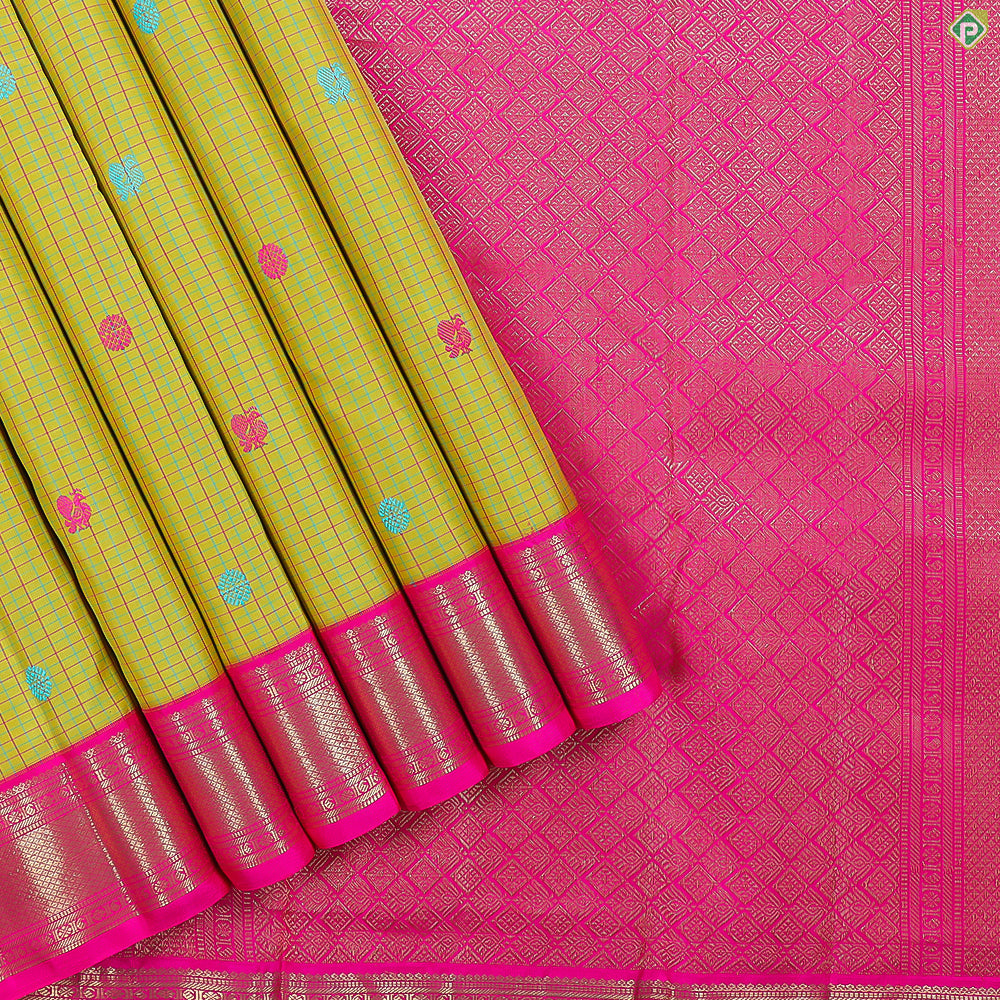 Corn Yellow With Multi Colour Silk Thread Gold Zari Mayilkan Edge Bord ...