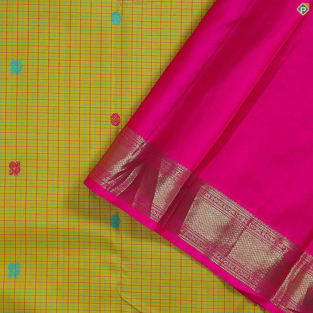 Corn Yellow With Multi Colour Silk Thread Gold Zari Mayilkan Edge Bord ...