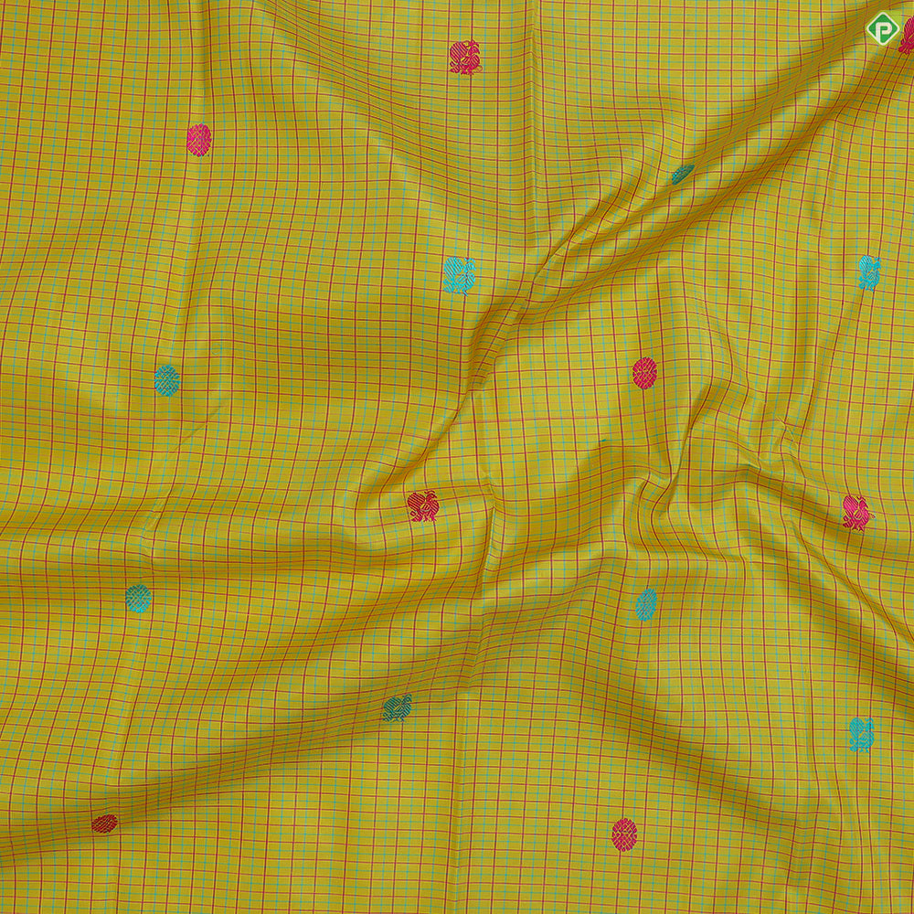 Corn Yellow With Multi Colour Silk Thread Gold Zari Mayilkan Edge Bord ...